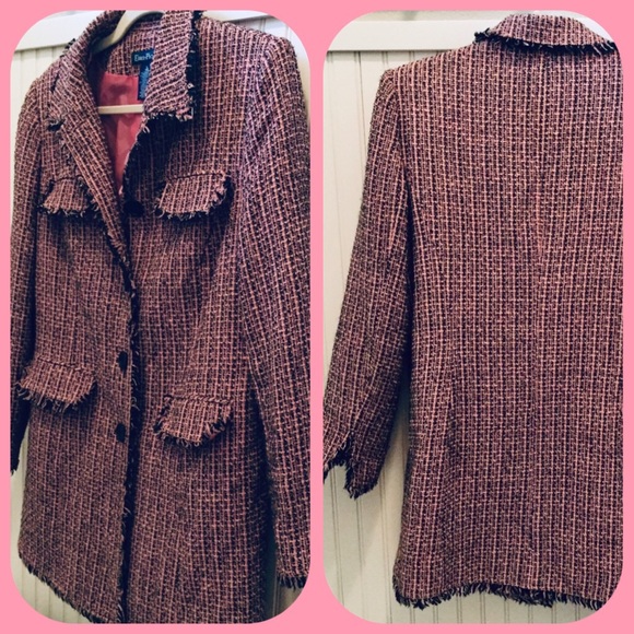 Evan Picone | Jackets & Coats | Evan Picone Pink And Black Tattered ...